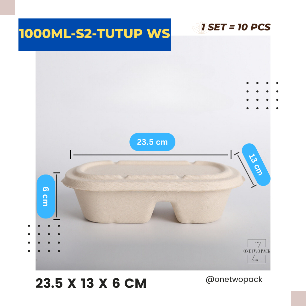 Jual [10 pcs] Take Away Box Kotak Makan Bagasse 500 / 700 / 1000 mL | Wheat Straw | Wadah ...