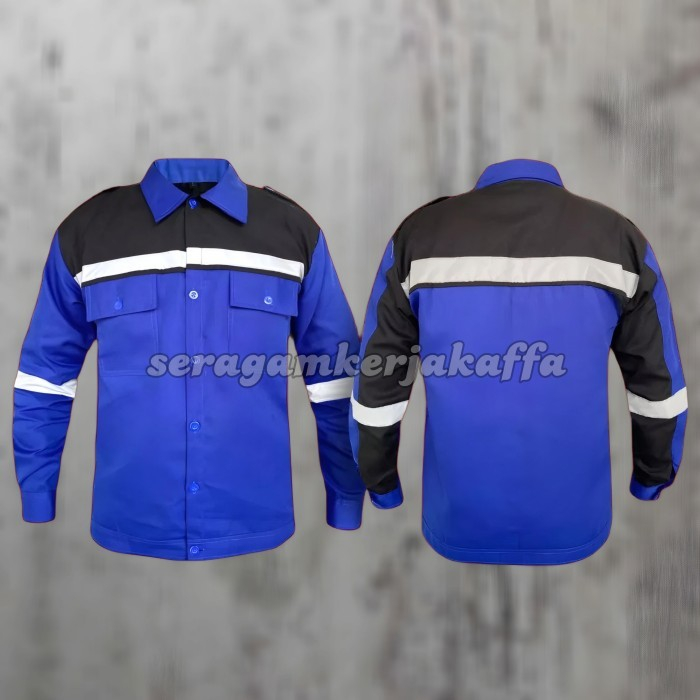 Jual seragam safety premium kombinasi Lengan panjang BIRU BCA kemeja ...