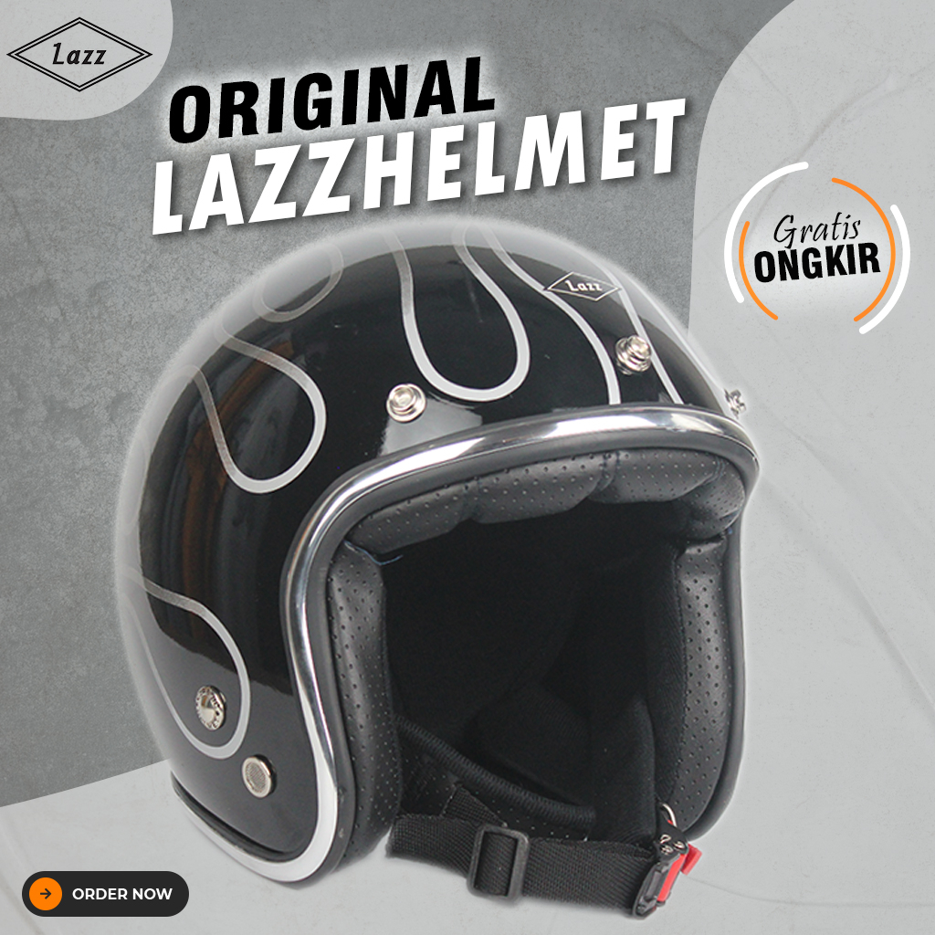 Jual helm retro lazz motif api classic klasik pria original bergaransi ...