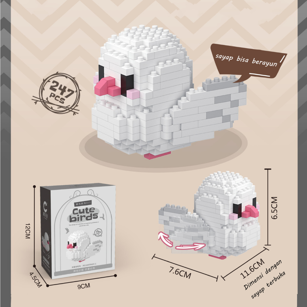 Jual LELE BROTHER 3D Puzzle Mainan Balok blok bangunan burung yang lucu ...
