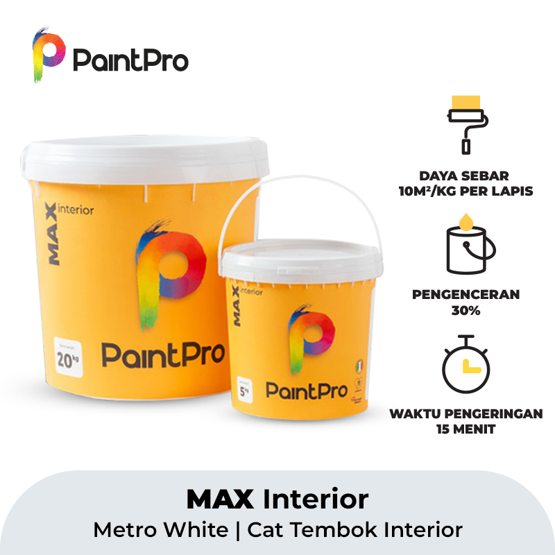 Jual PaintPro MAX Metro White Cat Tembok 5 Kg Interior Warna Putih ...