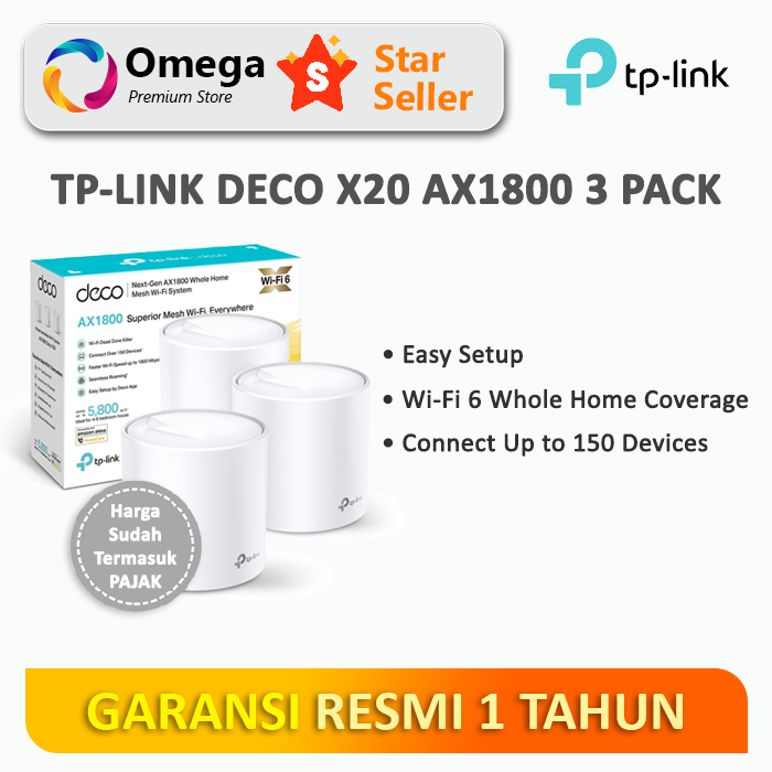 Jual TP-Link Deco X20 AX1800 (3 Pack) Whole Home Mesh Wi-Fi 6 System ...