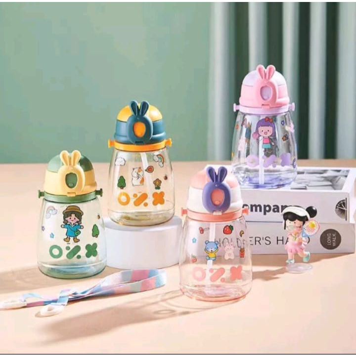 Jual Botol Minum Anak Karakter Kelinci Lucu Dengan Tali dan Sedotan 500 ML | Shopee Indonesia