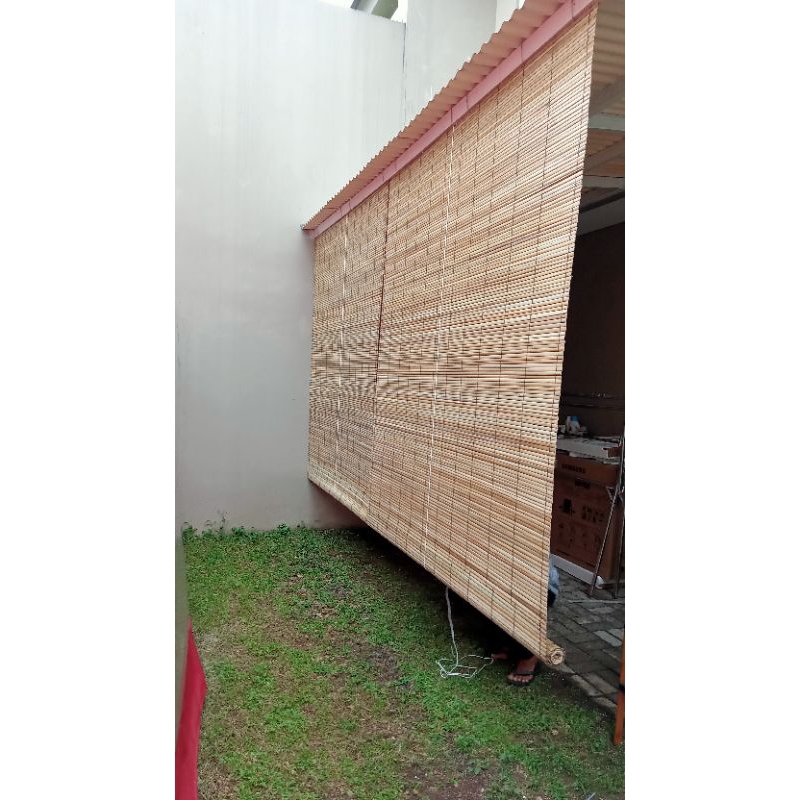 Jual krey/tirai bambu sawit outdoor ukuran L 2m x T 2m + tali penggulung | Shopee Indonesia