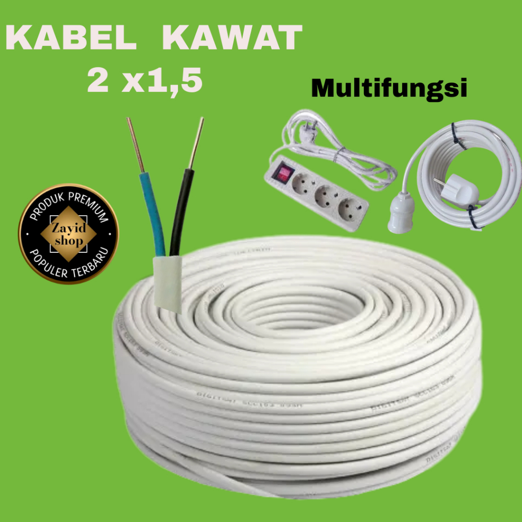 Jual Kabel listrik ukuran 2X1.5 Meteran Isi kawat harga per meter ...