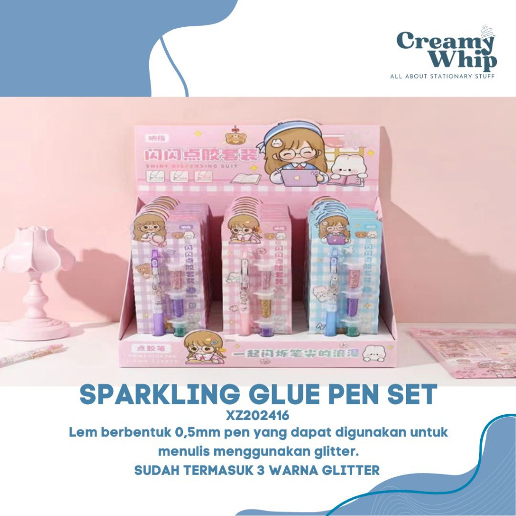 Jual Small Taro Sparkling Glue Pen Set Glitter Pen 0.5 MM Tip - Lem ...