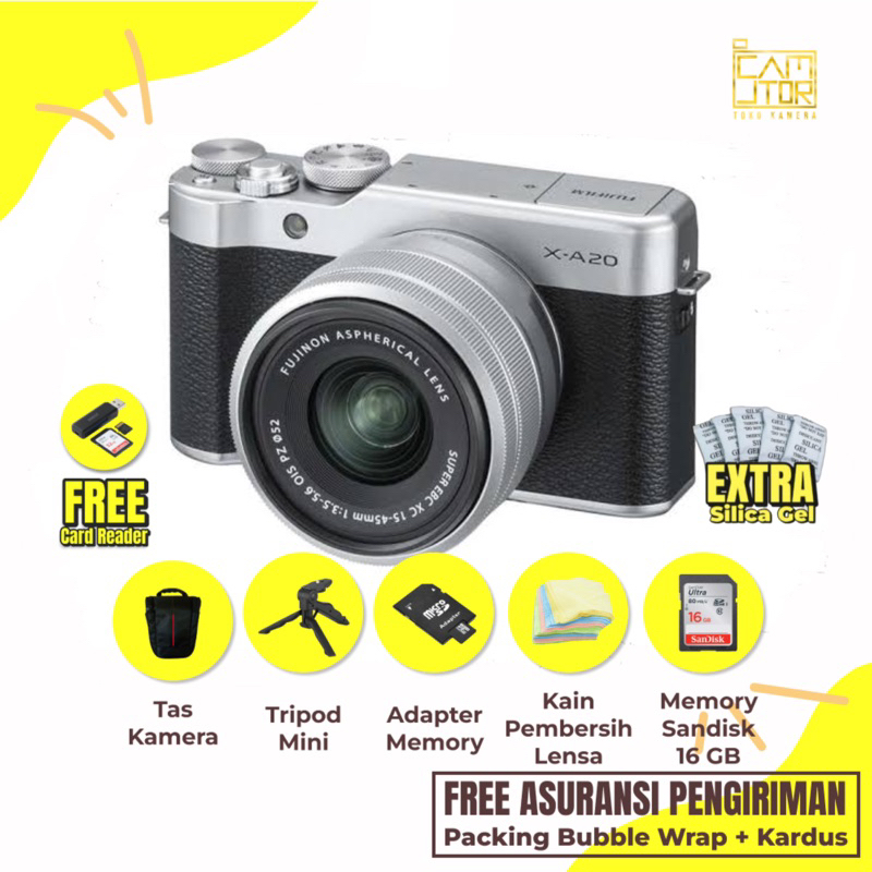 Jual FUJIFILM XA20 FULLSET MULUS + MEMORY + TAS + TRIPOD + GARANSI TOKO | Shopee Indonesia