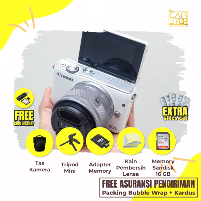Jual Mirrorless Canon M10 Wifi Bonus Memory + Tripod Mini + Tas Baru ...