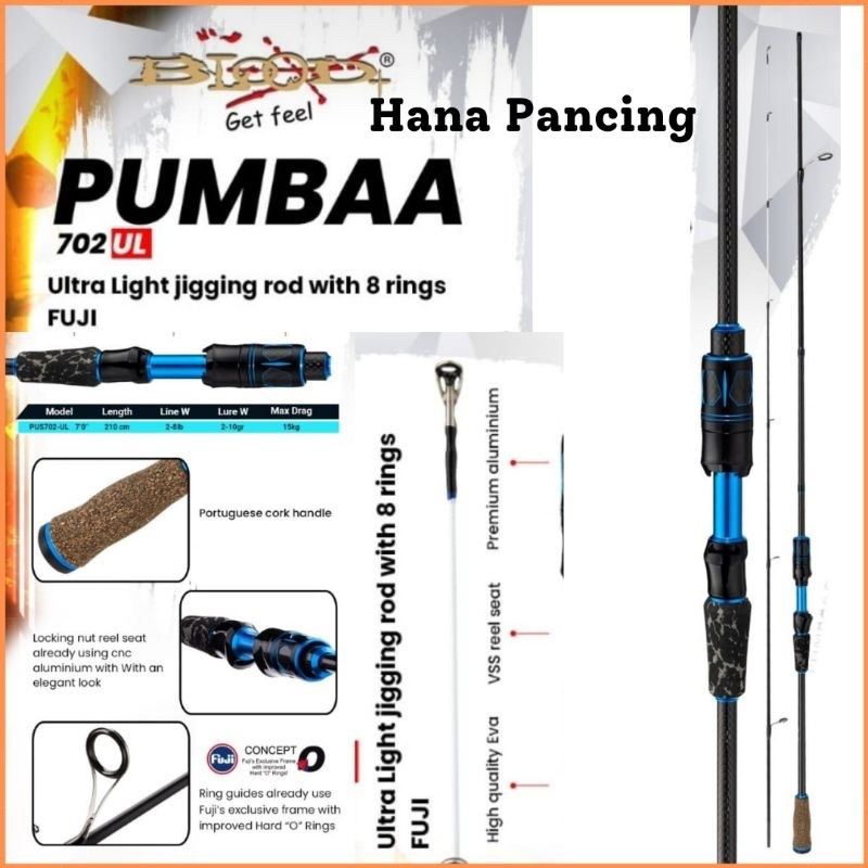 Jual Joran Ultralight Jigging Rod Blood Pumbaa 210cm 2-8lb Drag 15Kg ...