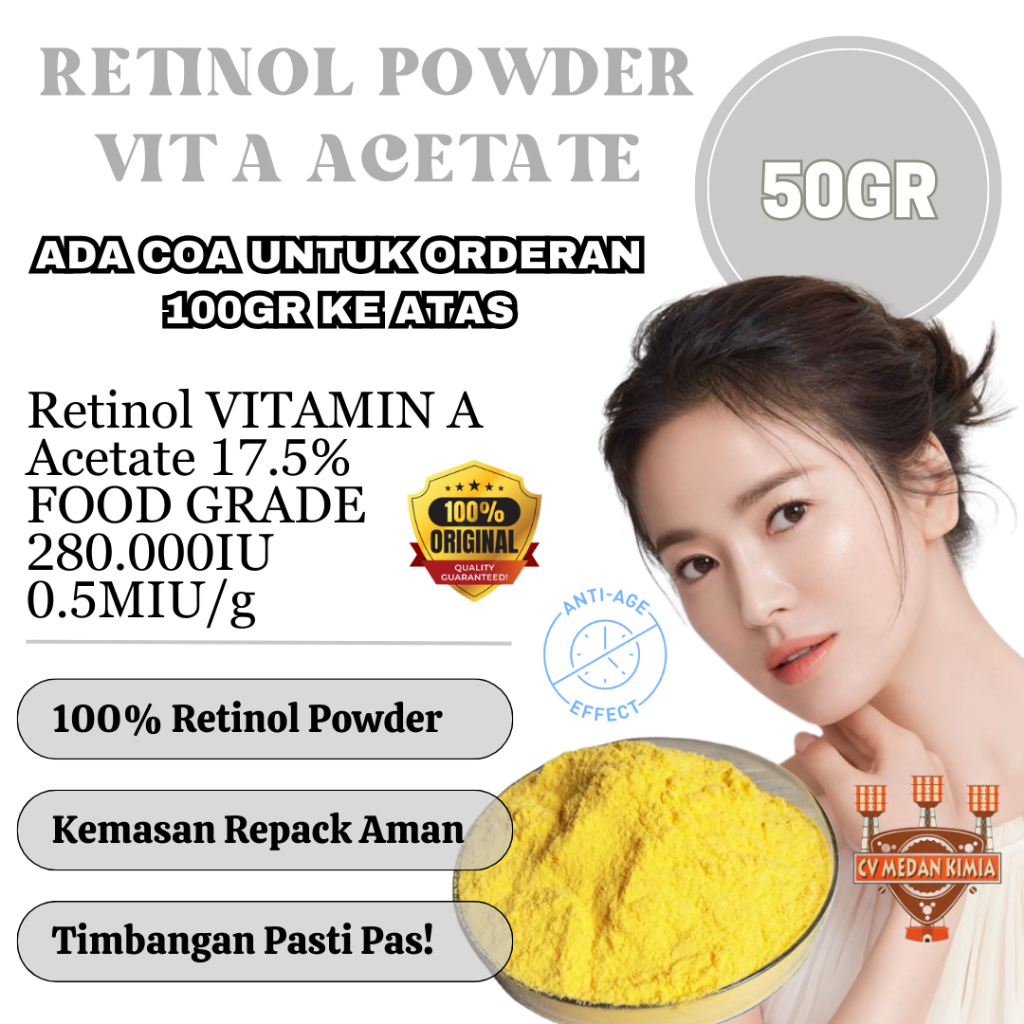 Jual Retinol 50gr Vitamin A Powder Grade A Reducing Acne Removing Spots ...