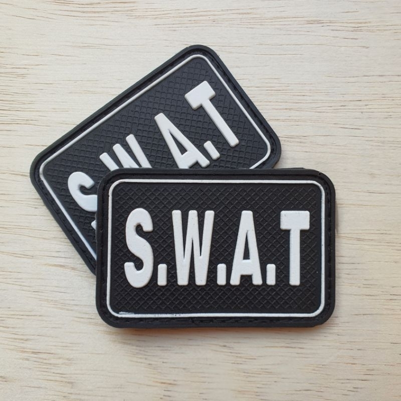 Jual patch rubber logo tulisan swat putih - tempelan emblem karet ...