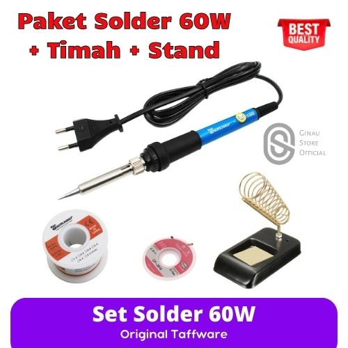 Jual Set Solder Listrik 60 Watt Kawat Timah plus Stand Adjustable | Shopee Indonesia