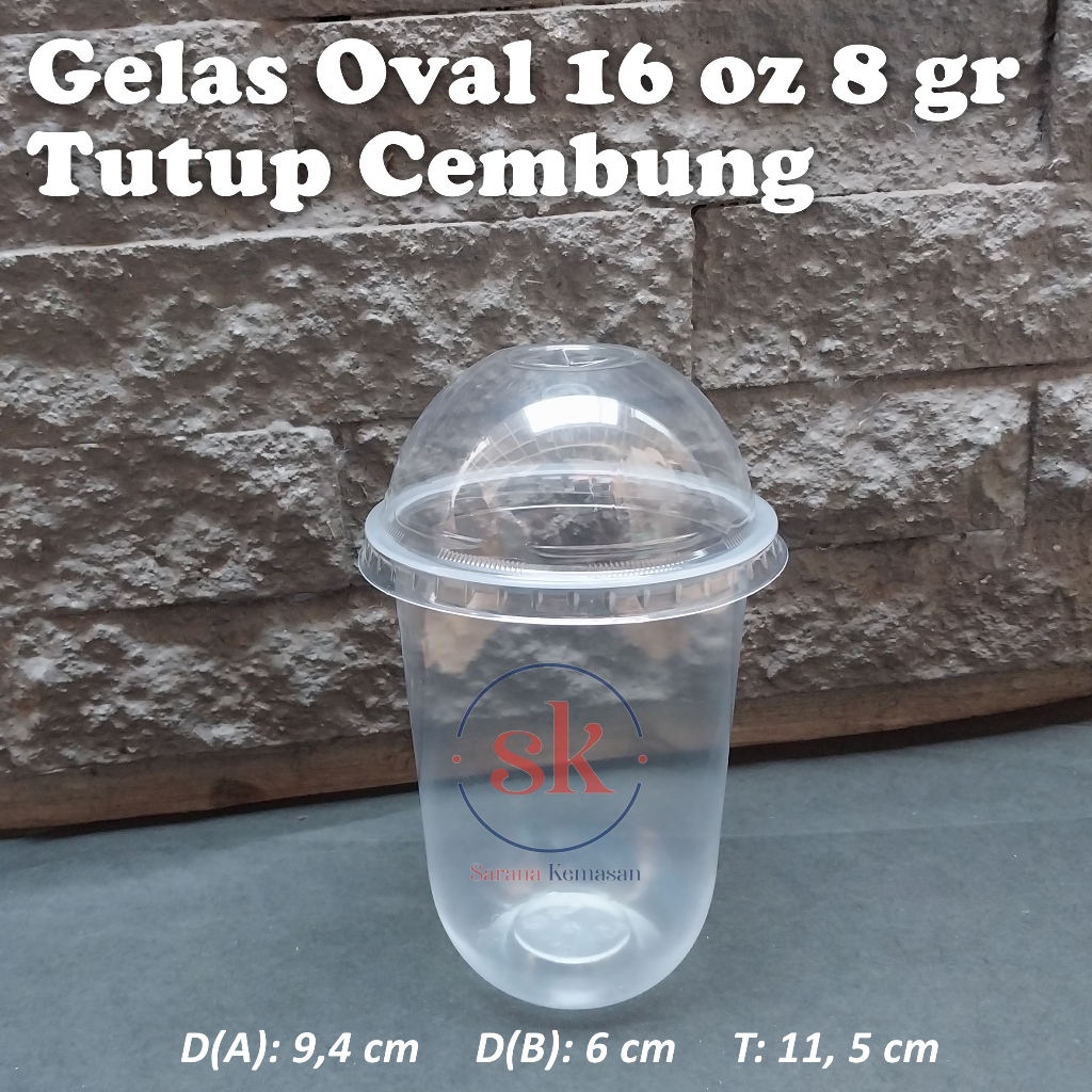 Jual Gelas Cup Minuman Plastik Oval 16 oz 8 gr + Tutup Cembung / Datar (Paket 50 pcs) | Shopee ...