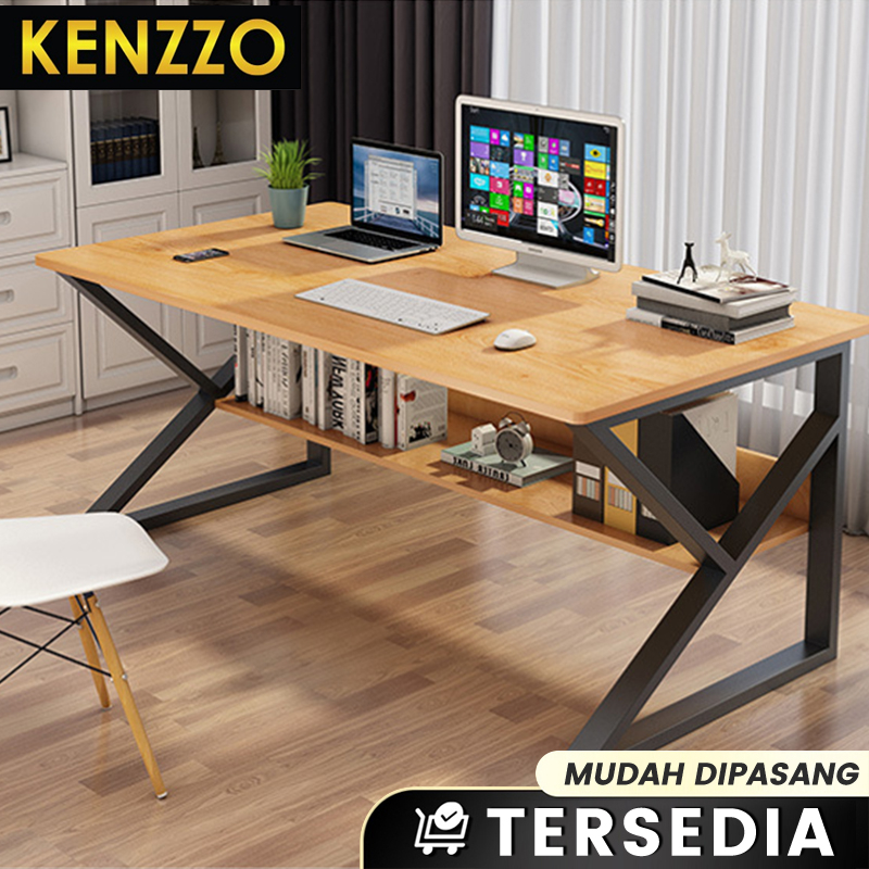 Jual KENZZO Meja Komputer Meja Belajar Meja Gaming Dual-layer Meja Rias ...