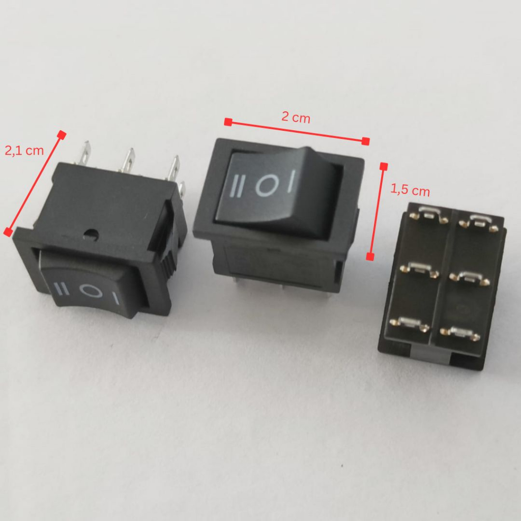 Jual Saklar Switch On Off On 6 Pin HItam Saklar 2cm x 1.5cm 20mm x 15mm ...
