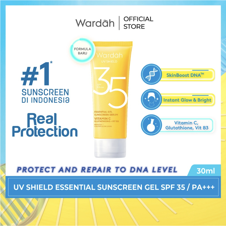 Jual Wardah UV Shield Essential Sunscreen Gel SPF 35 - 40ml (NEW) | Shopee Indonesia