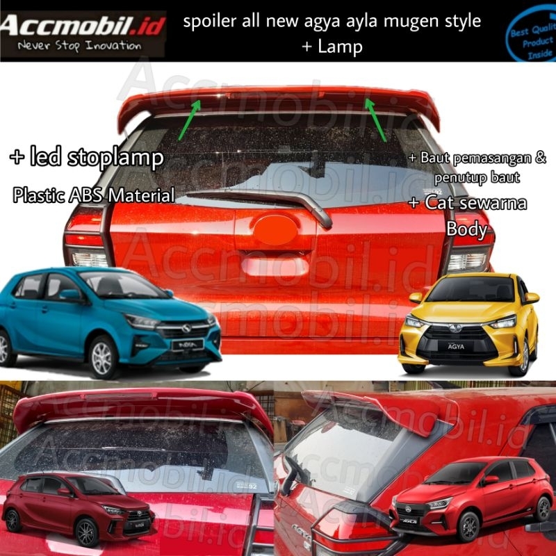 Jual spoiler all new agya ayla 2023 on model mugen with lampu spoiler ...