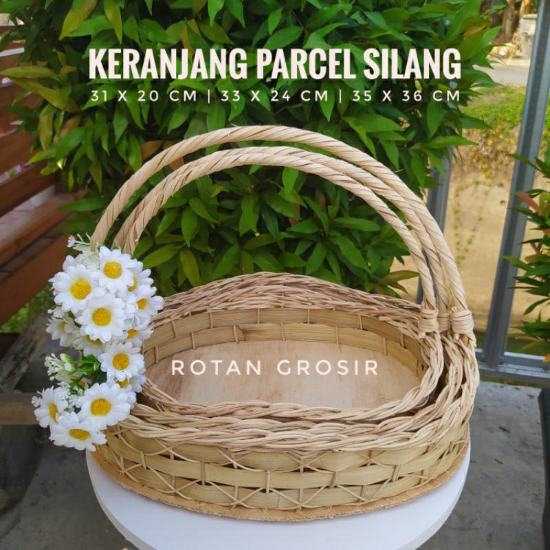 Jual Keranjang Rotan/Parcel Model Silang 1 set isi 3 | Shopee Indonesia