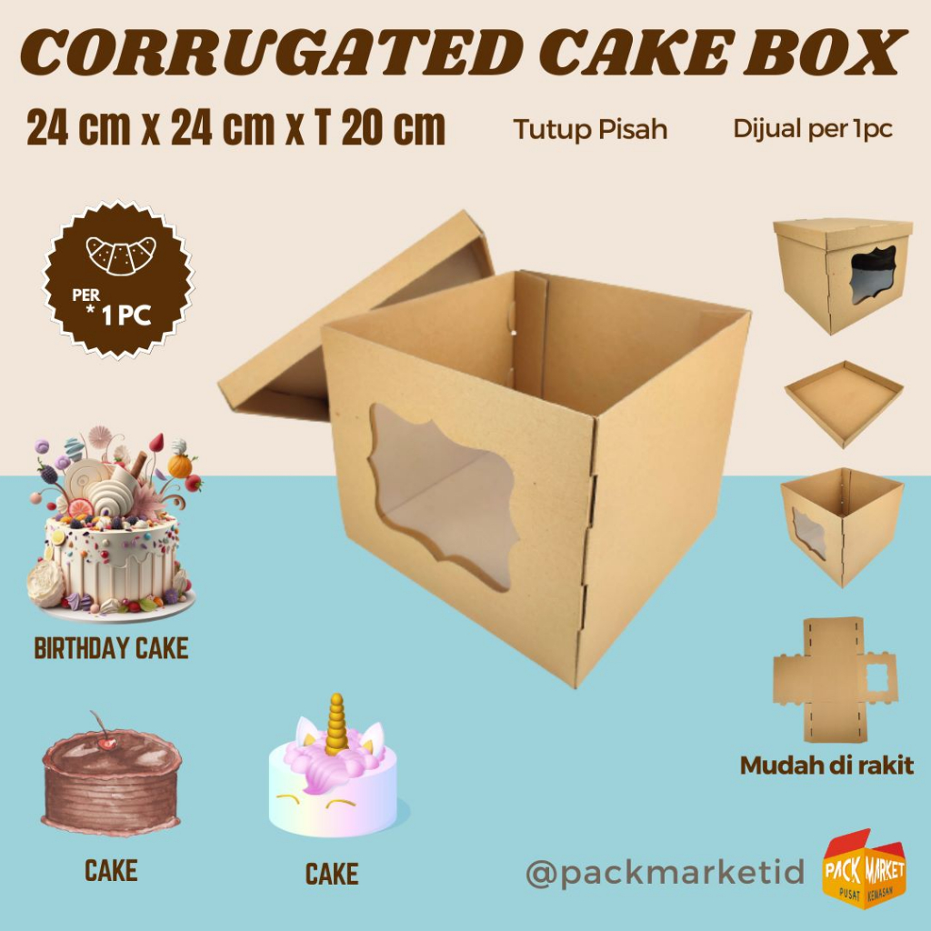 Jual Corrugated Cake Box 24x24x20cm | Shopee Indonesia