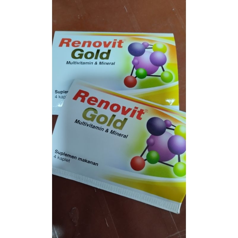 Jual Renovit Gold Strip isi 4 Kaplet/Suplemen Multivitamin Mineral ...