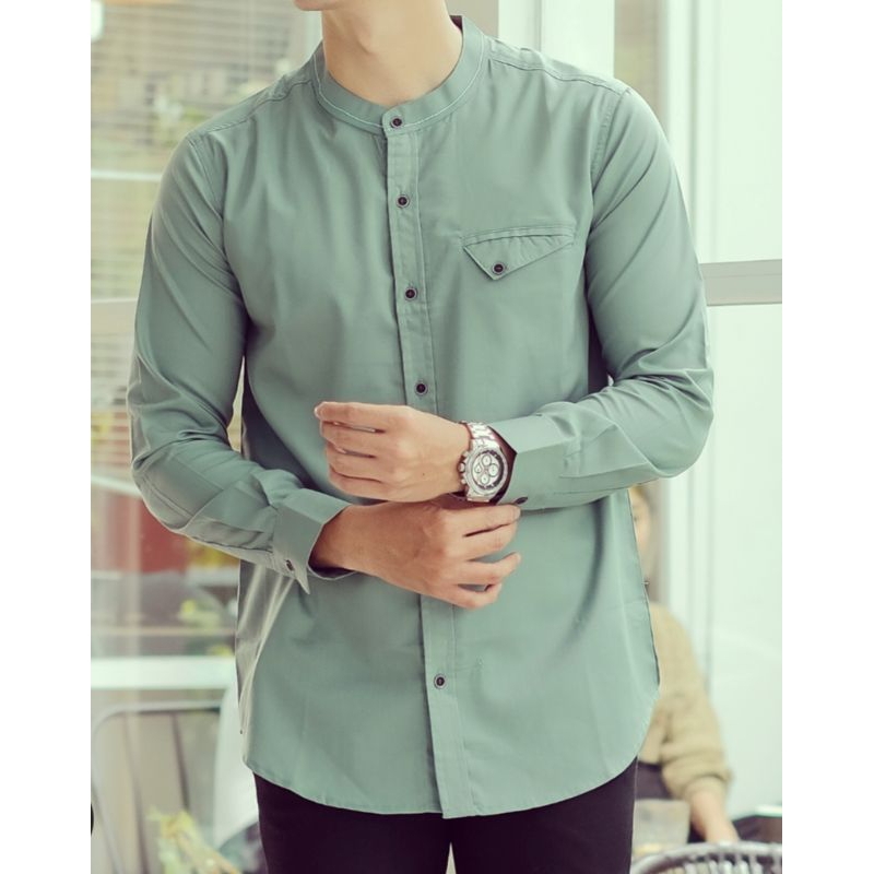 Jual Kemko Polos Lengan Panjang Bahan Toyobo Warna Sage Green Milton ...