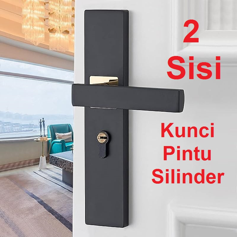 Jual Kunci Handle Pintu Rumah Silinder Set Gagang Door Lock Utama ...