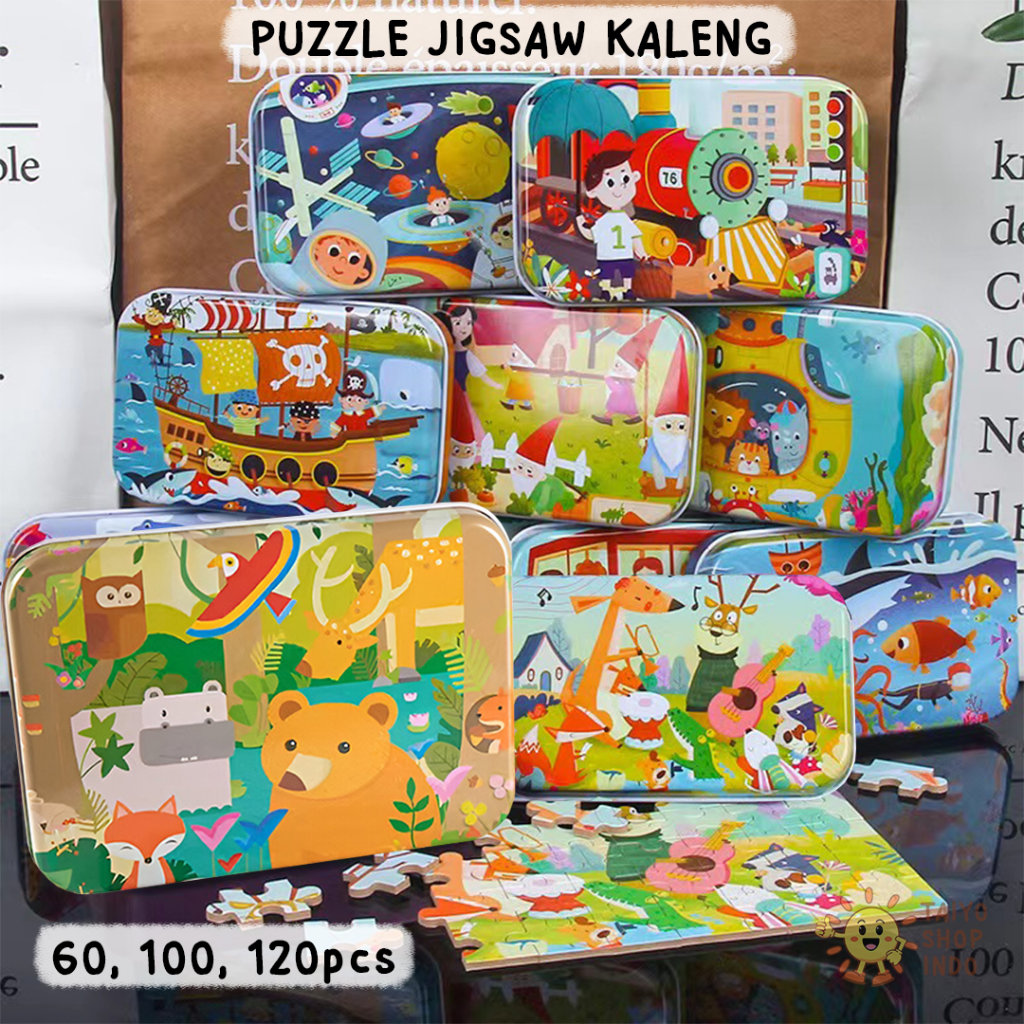 Jual TAIYO Puzzle Kayu BOX Kaleng 60 100 120pcs Karakter Jigsaw Wooden ...