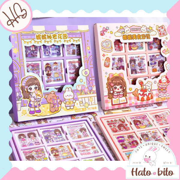 Jual 1 set isi 450 pcs sticker jumbo box cute karakter lucu nini momo ...