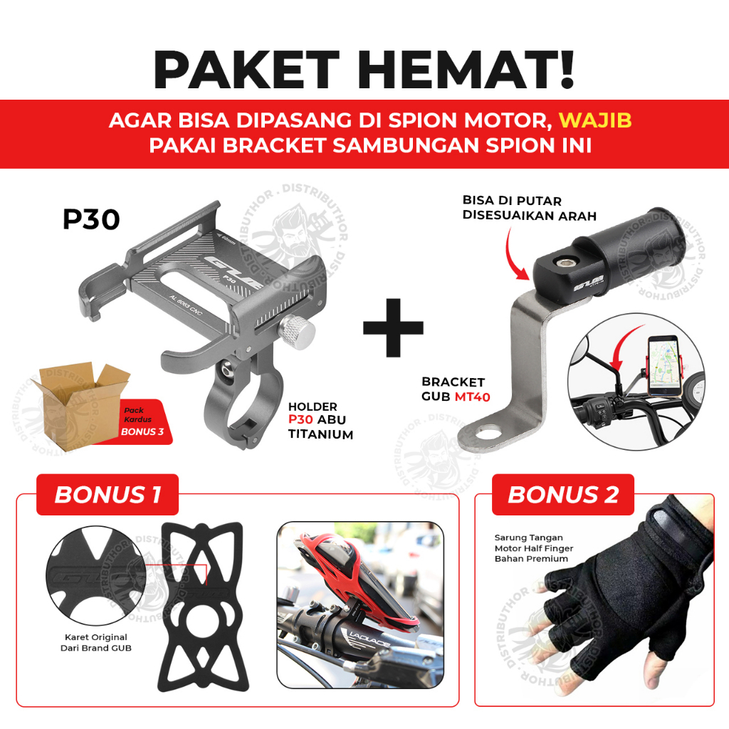 Jual Holder Hp Motor Besi Stang GUB P30 Phone Stand Penyangga Pegangan ...