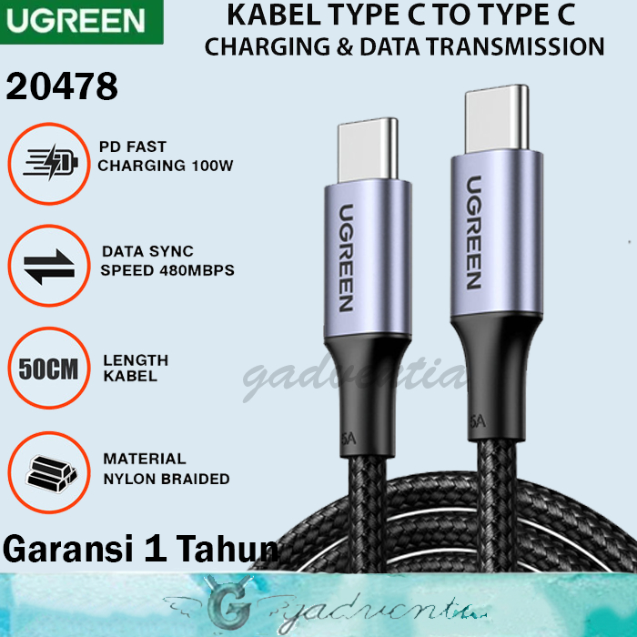 Jual UGREEN Kabel Charger USB Type C To C PD 100W Cable Data Fast ...