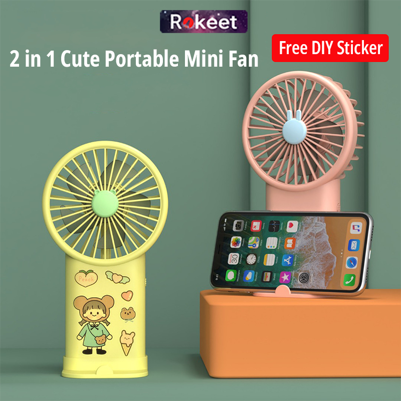 Jual Rokeet Kipas Angin Mini Portable Stand Phone Genggam FREE STICKER ...