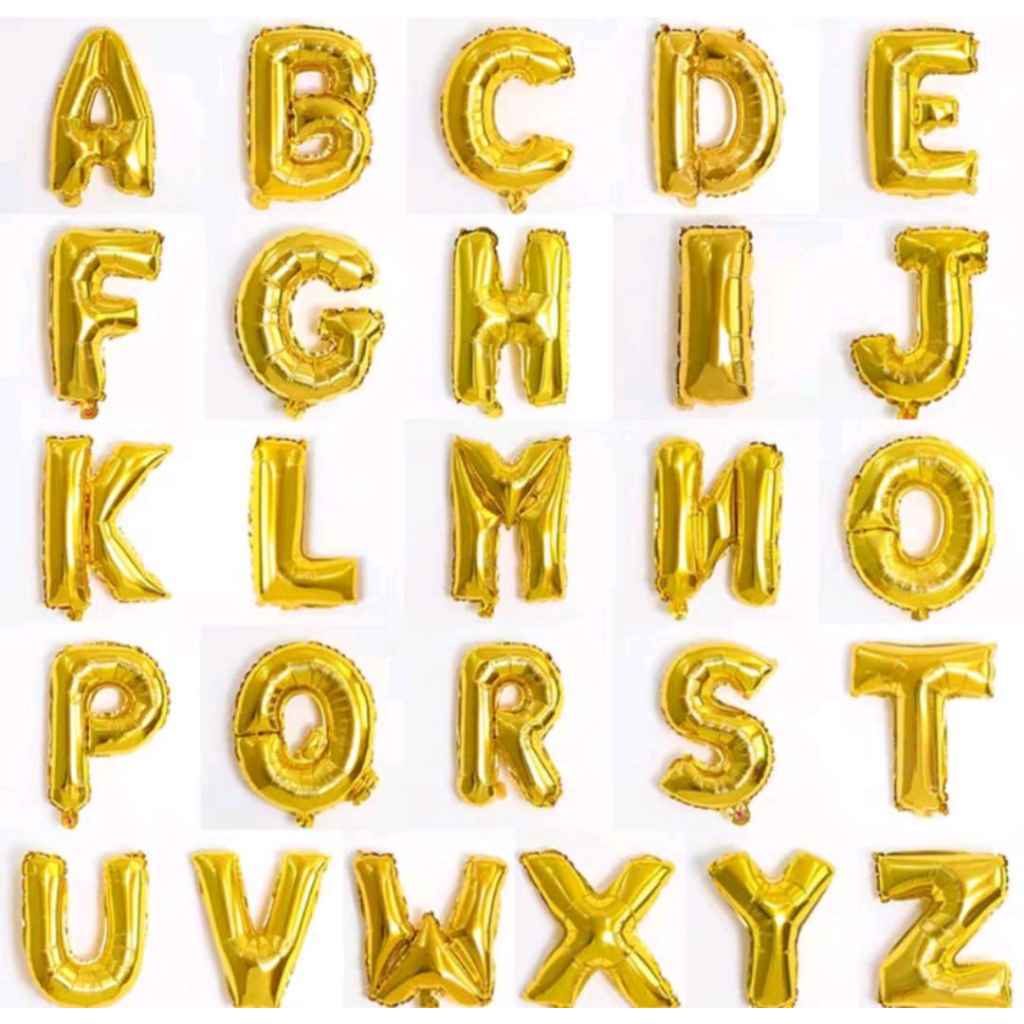 Jual Balon Foil Huruf Abjad Alphabet Gold A-Z Balon Satuan (1pcs ...