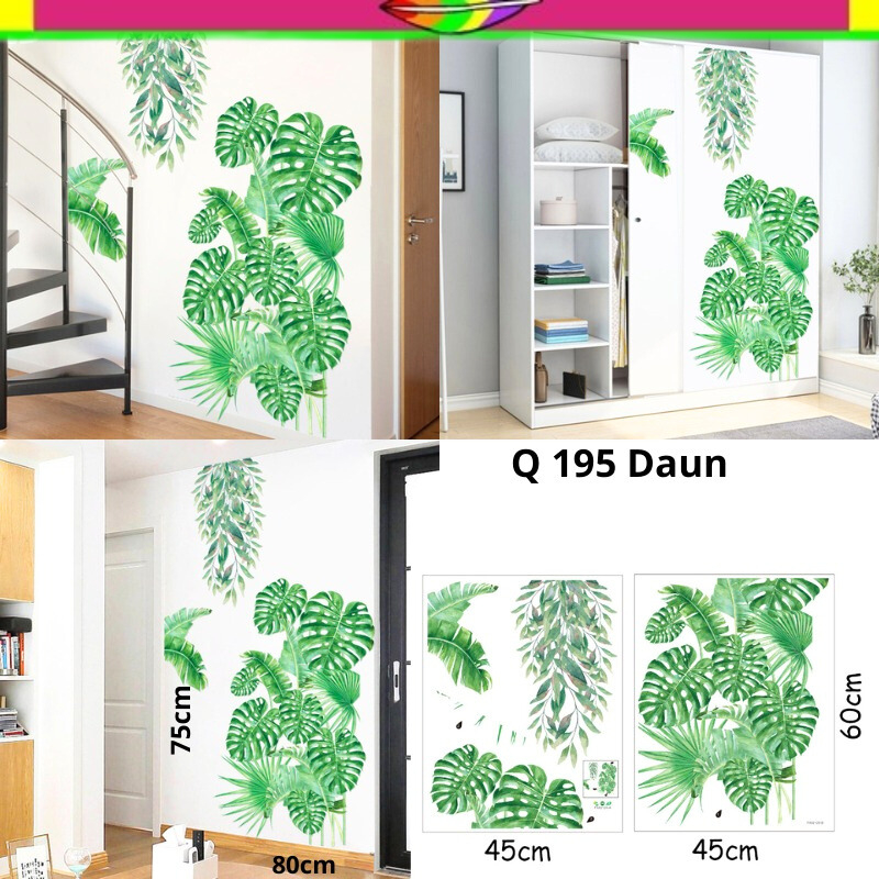 Jual WALLSTICKER WALL STICKER STIKER HIASAN DINDING POHON Q 195 DAUN MONSTERA HIJAU WALLPAPER ...