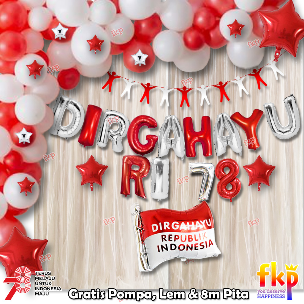 Jual FUN KIDS PARTY Paket Dekorasi Dirgahayu Garland Balon HUT RI ...