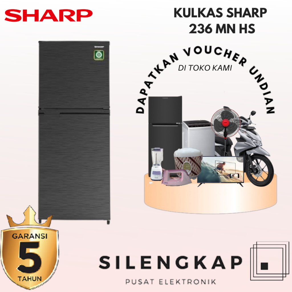Jual Kulkas 2 Pintu Sharp SJ-236 MN-HS No Frost & Low Watt | Shopee ...