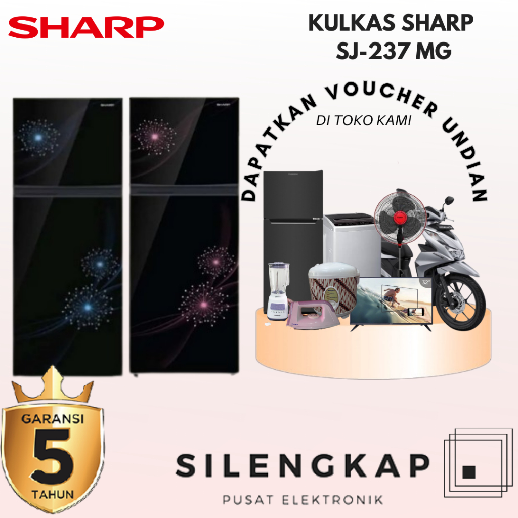 Jual Kulkas 2 pintu Sharp Sjx 237 MG No frost Glossy Door 220 Liter | Shopee Indonesia