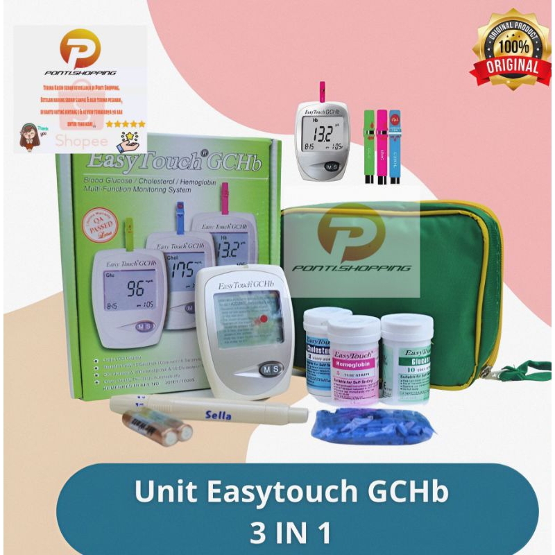 Jual Alat Easy Touch GCHB/Alat Cek Gula Darah/Cek Kolestrol/Cek HB ...