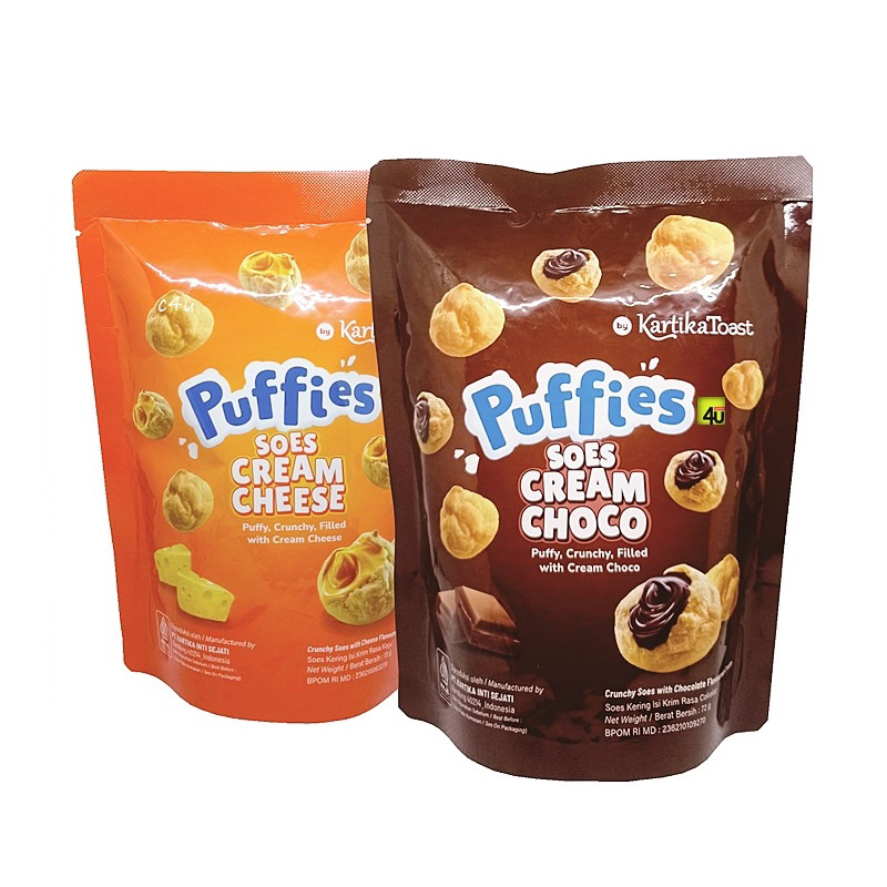 Jual Kartika Toast PUFFIES Soes Cream Cheese / Chocolate Crispy Puff ...