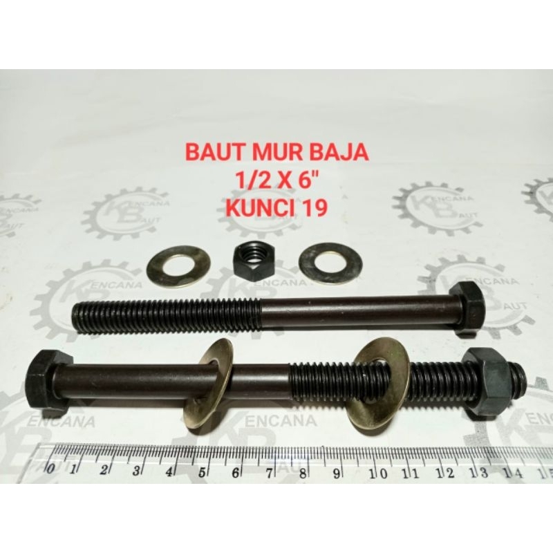 Jual BAUT BAJA 1/2 x 6" / NC / UNC 1/2 X 6" BAUT BLANDAR / LONG BOLT ...