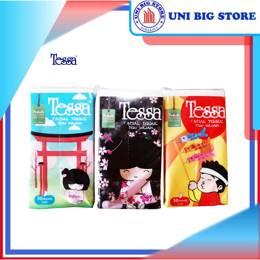 Jual Tessa Facial Tisu Travel Pack Tissue 50 Sheets 2 Ply Tisu Wajah ...