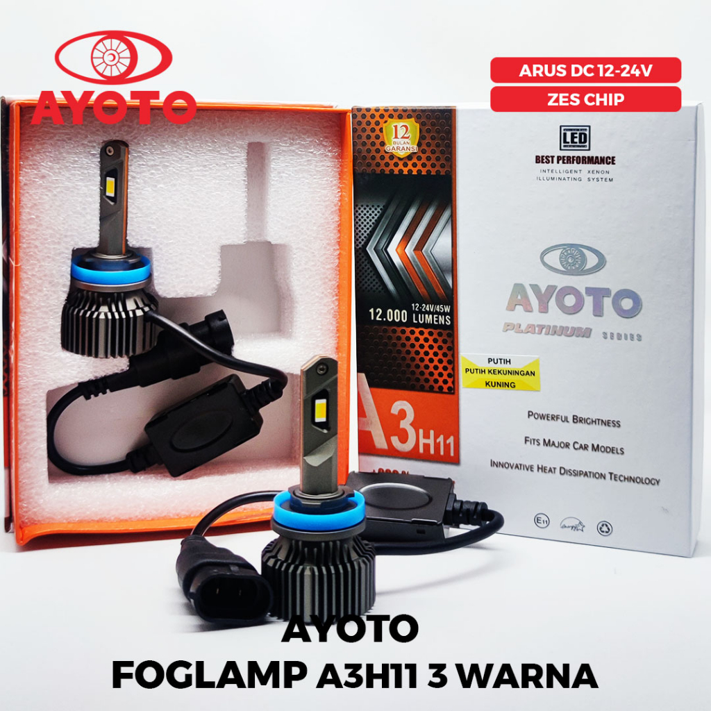 Jual AYOTO A3H11 Lampu Kabut (Foglamp) H11 LED Mobil 3 Warna (Universal Untuk Mobil Socket H11 ...
