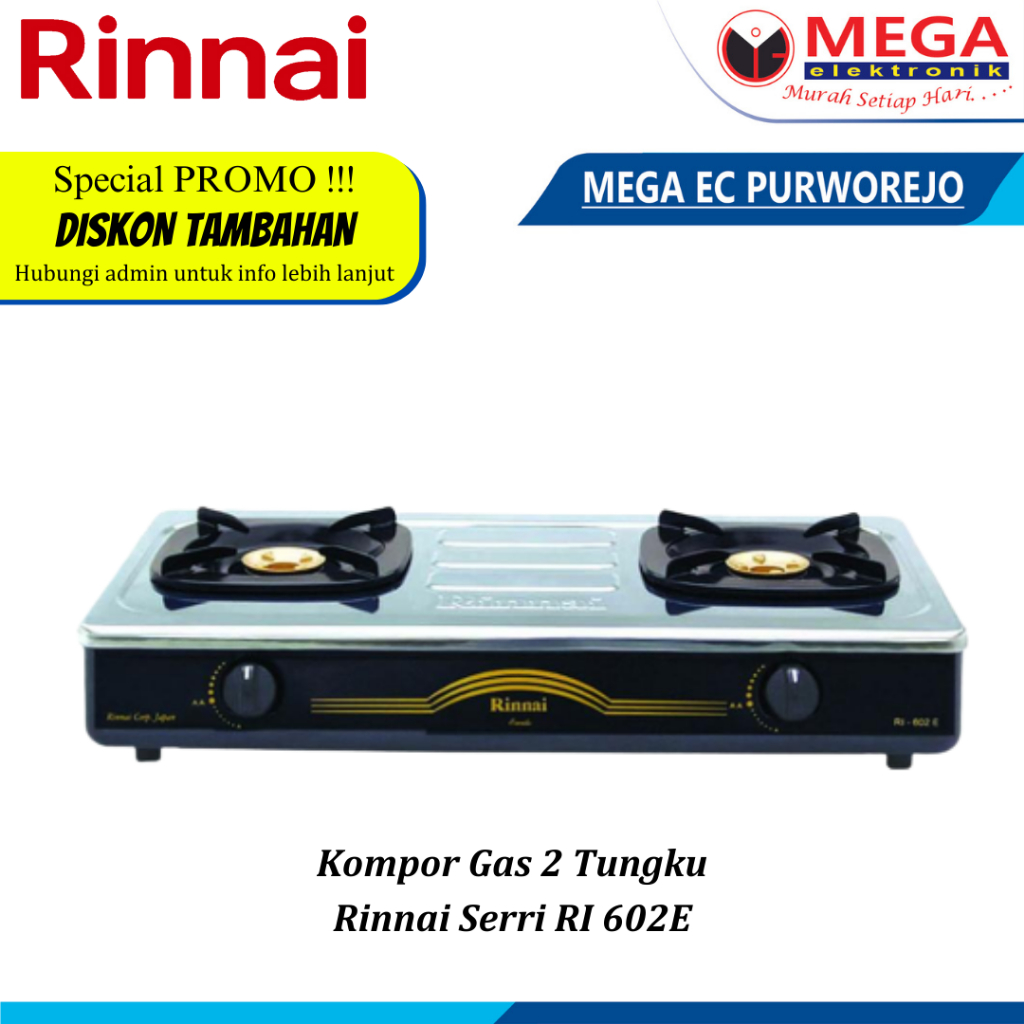 Jual KOMPOR GAS 2 TUNGKU RINNAI RI 602 E / RI-602E / RI602E MURAH BERGARANSI | Shopee Indonesia