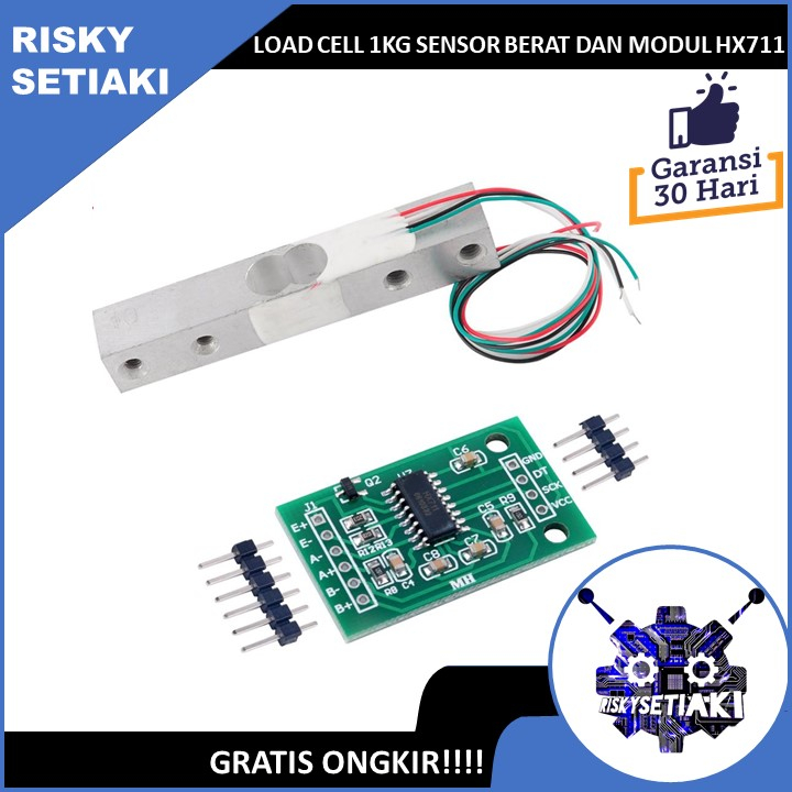 Jual PAKET LOAD CELL 1KG SENSOR BERAT DAN MODUL HX711 24BIT ADC BOARD ...