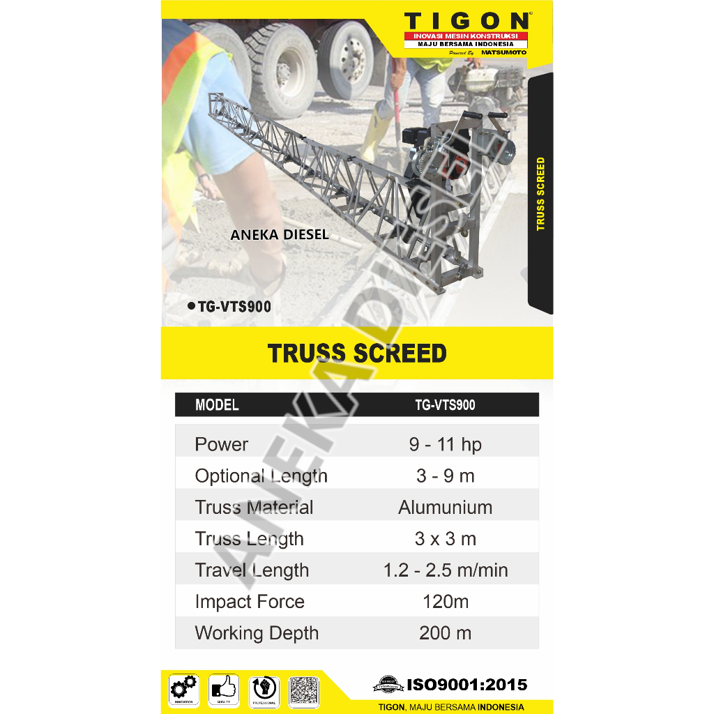 Jual Mesin Perata Beton TIGON TG VTS900 Perata Beton Concrete Truss ...