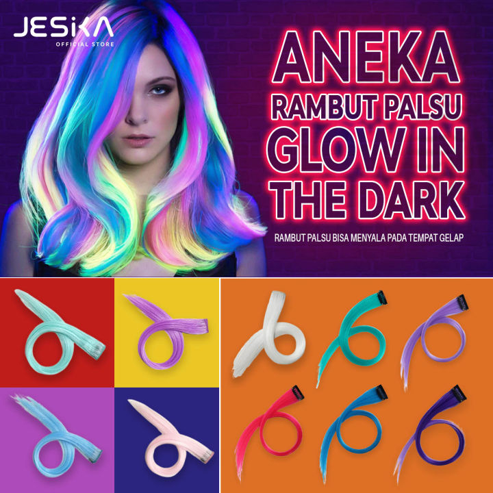 Jual laristerus79 HAIRKLIP GLOW IN THE DARK wig rambut palsu nyala ...