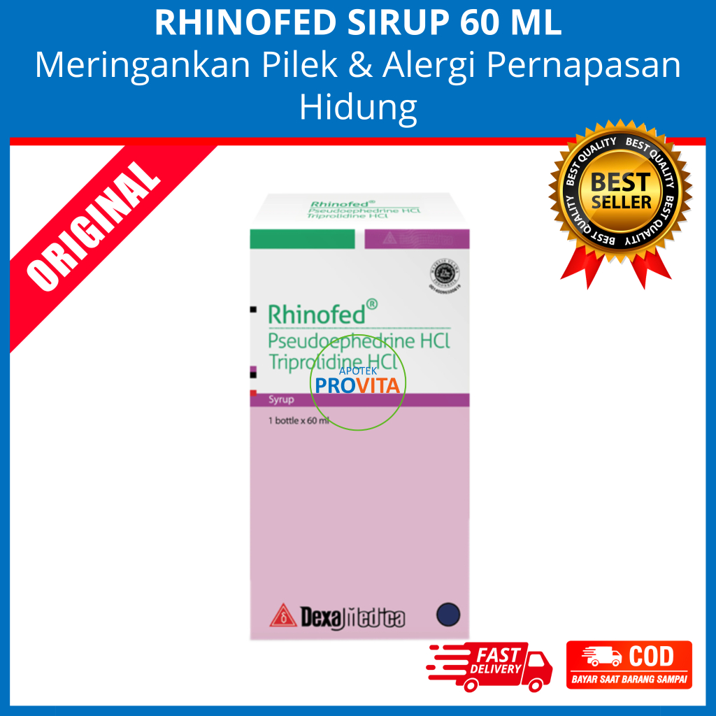 Jual RHINOFED SIRUP 60 ML - Obat Flu Pilek Hidung Tersumbat | Shopee ...