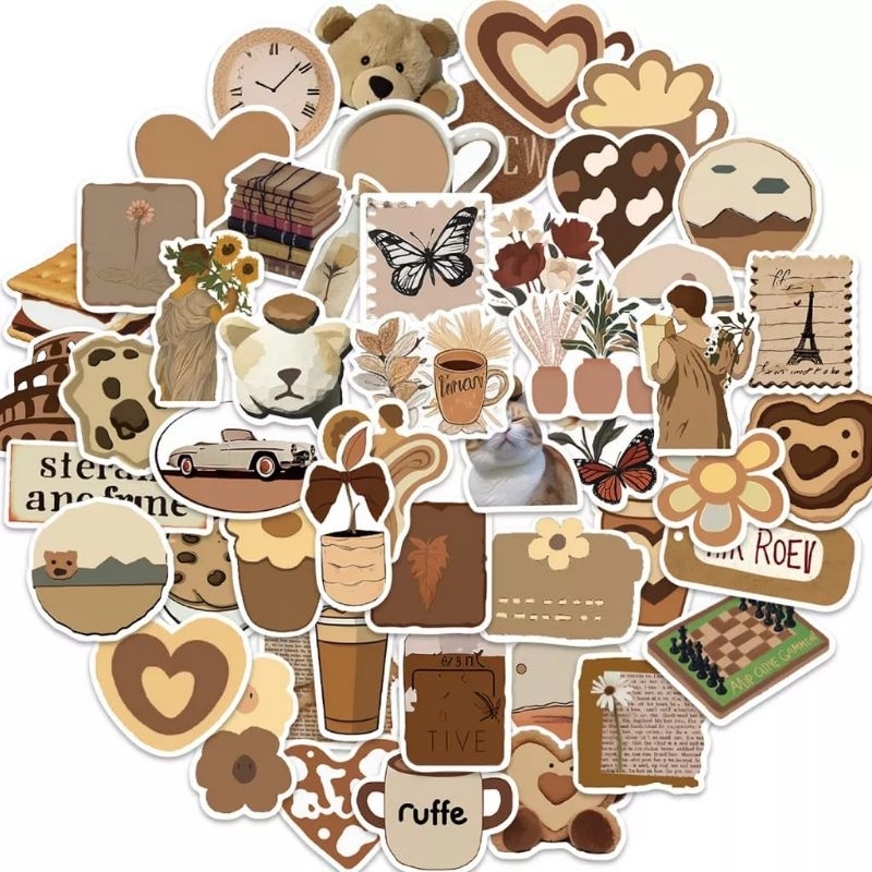 Jual 50pcs ins style brown cool art graffiti Bahan Vinyl Anti Air ...