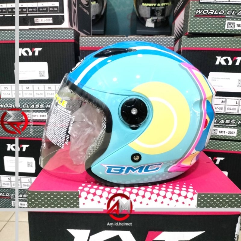 Jual HELM BMC MILAN DORAEMON FUTURE BLUE PASTEL BMC MILAN HALF FACE ...