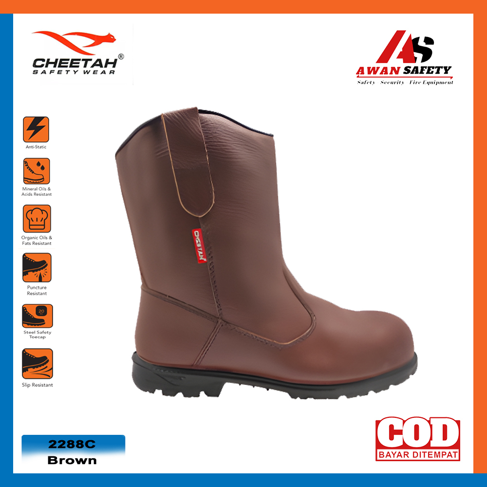 Jual SEPATU SAFETY CHEETAH ORIGINAL 2288C NITRILE BOOTS SAFETY | Shopee ...