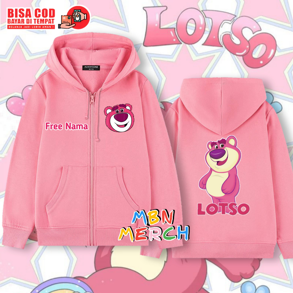 Jual Hoodie Zipper anak lotso toy story/jaket resleting | Shopee Indonesia